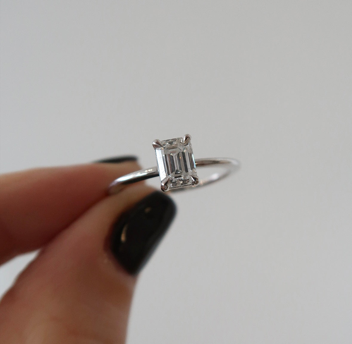 Get Emerald Cut Lab Diamond Promise Ring at Ring Come True