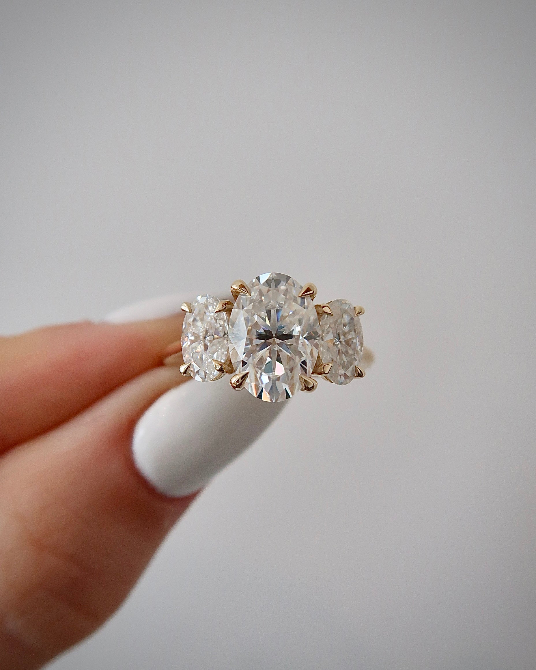 READY: Shera Three Stone Oval Engagement Ring